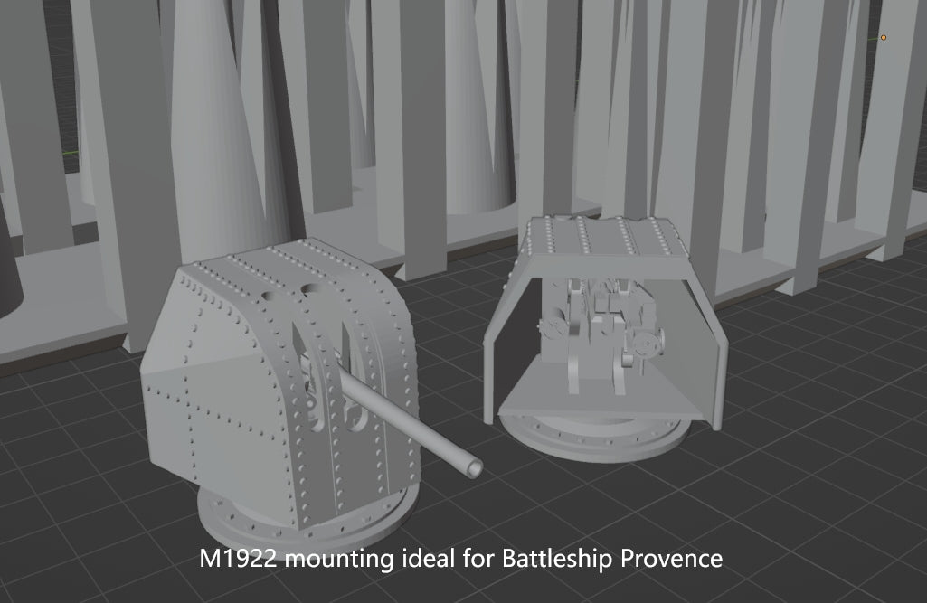 1:700, 1:350 French Navy 75mm AA guns, 75mm M1922, 75mm M1924, Bretagn ...