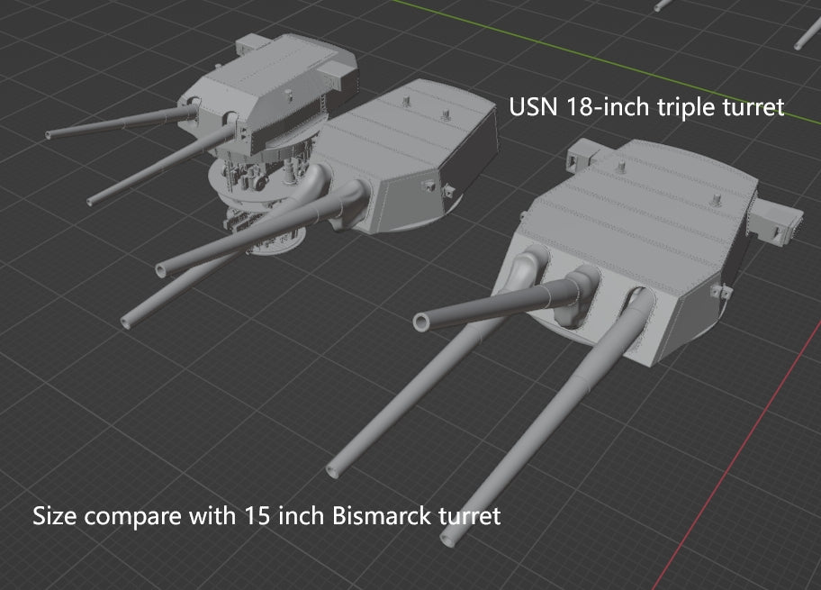 1:700 USN 18 inch turrets, 18 inch tripple turret, 18 inch twin turret ...