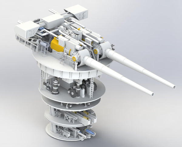 1:700, 1:350, 1:200 German Navy full interior turrets, 2 turrets per k ...