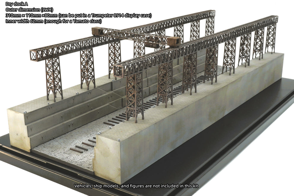 1:700 Dry dock, ship yard, crane, gantry crane, 3d printed model, PE g ...
