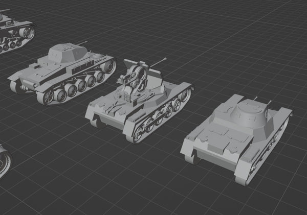 1:700, 1:350 German light tanks, Leichter Panzer, Panzer I, Panzer II ...