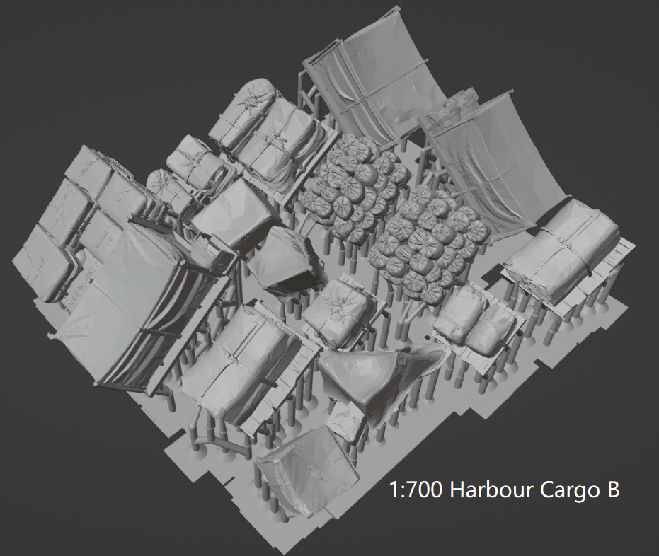 1:700 harbour cargo, cases, boxes, ammo box, ship building material, c ...