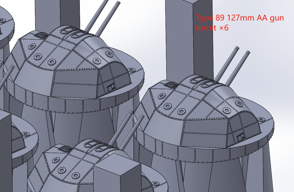1:700, 1:350 IJN Type 89 AA gun, Type 89 127mm AA gun, Yamato turret ...