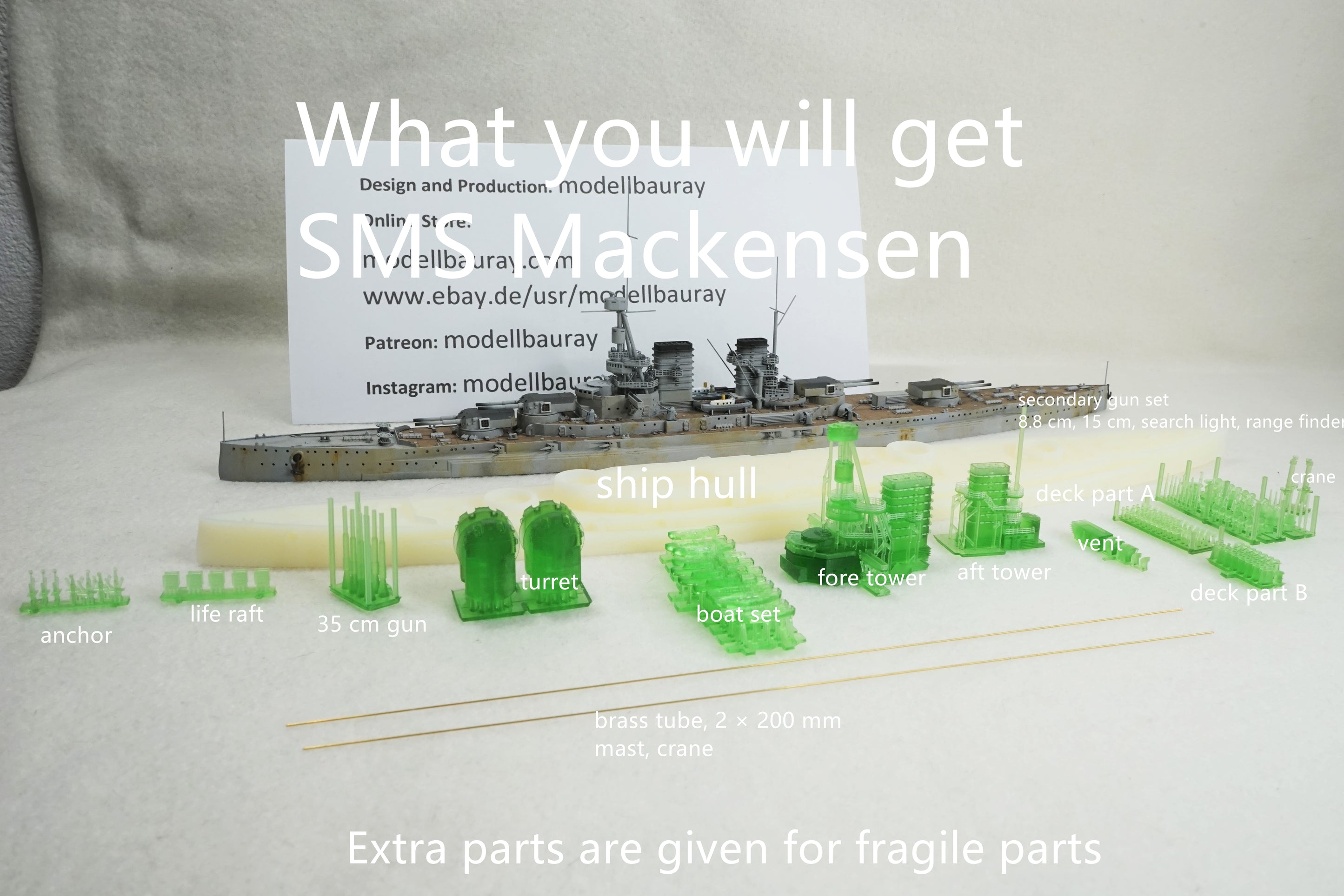 1:700 SMS Mackensen, german battlecruiser, WWI, resin, 3D printed kit ...