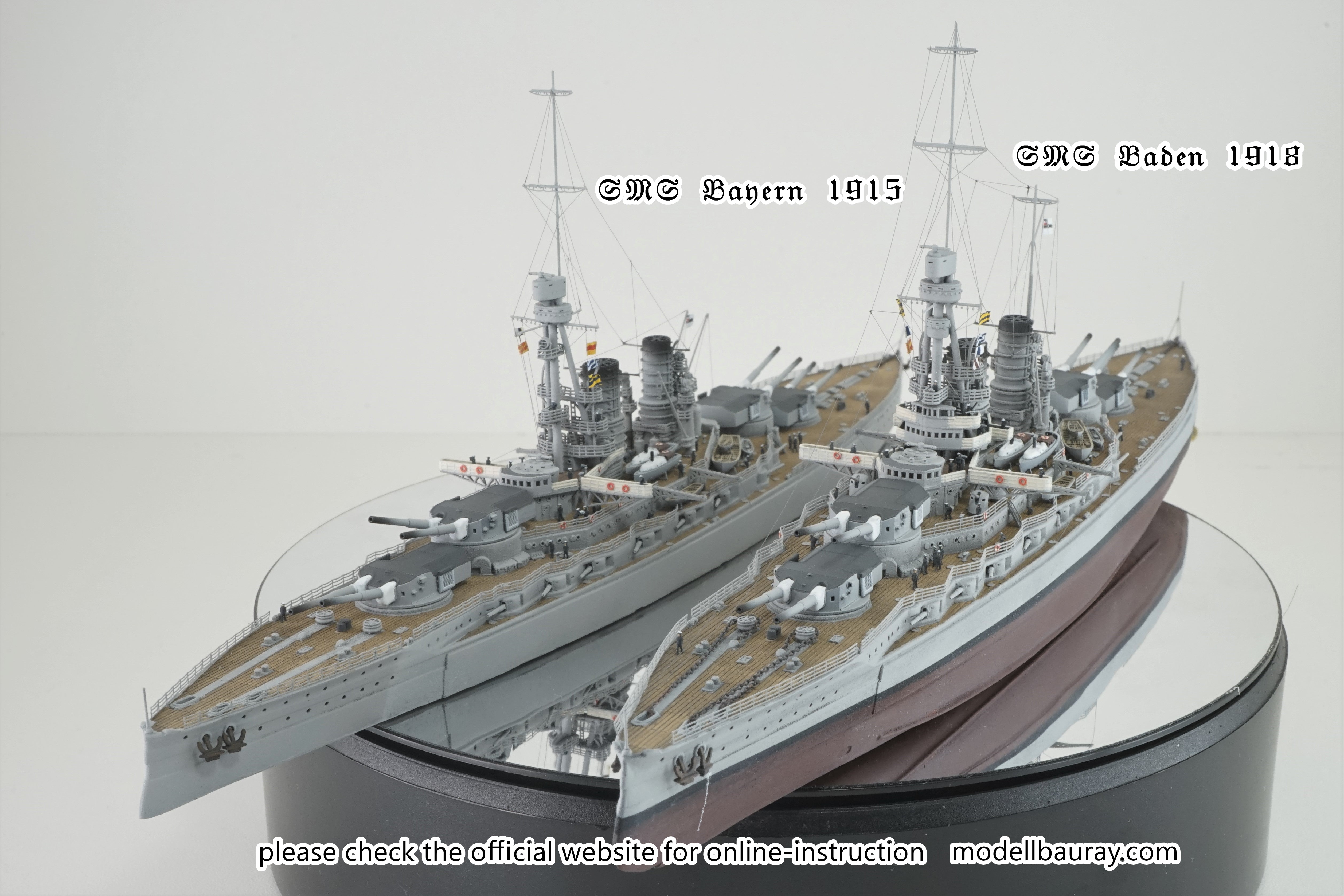 1:700 SMS Bayern 1915, SMS Baden 1918, german battleship, 3d printed k ...